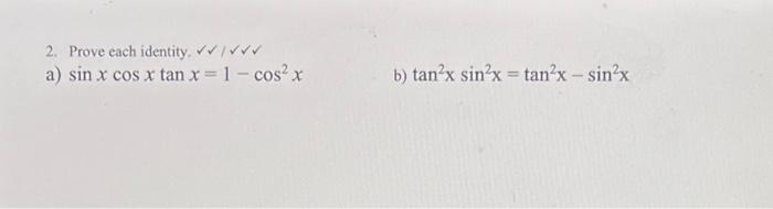 Solved 2. Prove each identity, / a) | Chegg.com