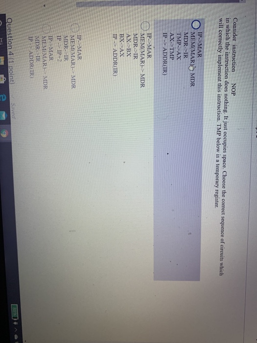 Solved Consider instruction NOP in which the instruction | Chegg.com
