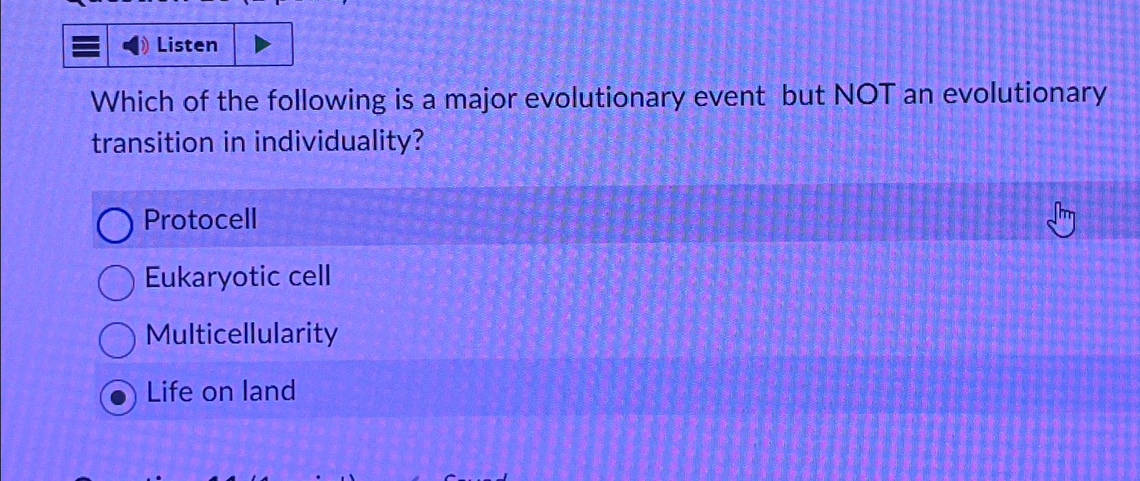 Solved ListenWhich of the following is a major evolutionary | Chegg.com