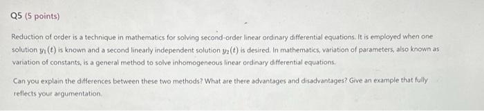 Solved Reduction Of Order Is A Technique In Mathematics For