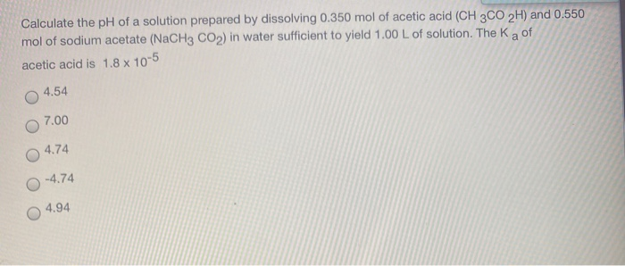 Solved Calculate the pH of a solution prepared by dissolving | Chegg.com