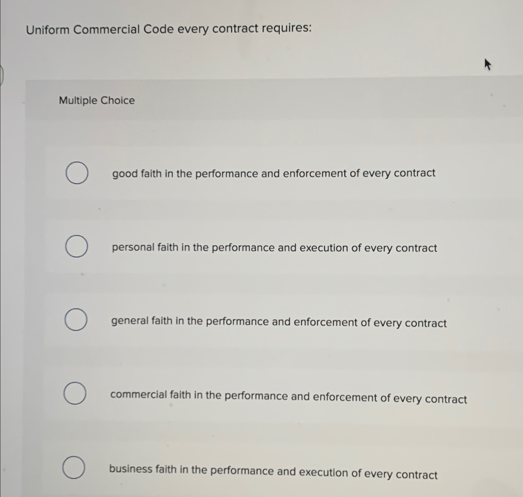 Solved Uniform Commercial Code every contract | Chegg.com