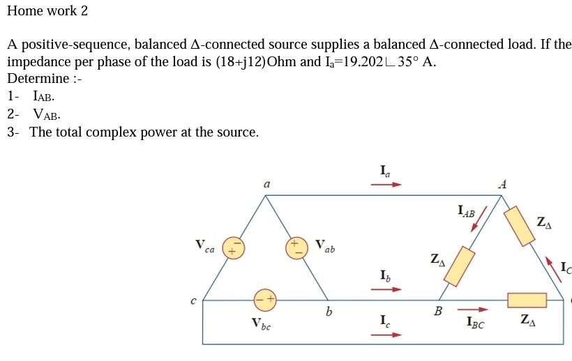 Solved A positive-sequence, balanced Δ-connected source | Chegg.com