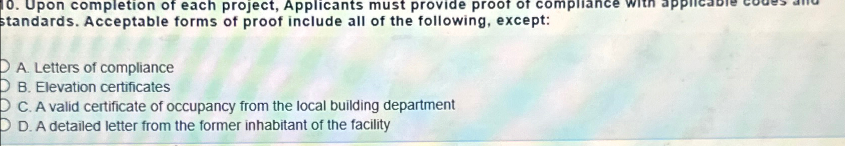 Solved standards. Acceptable forms of proof include all of | Chegg.com