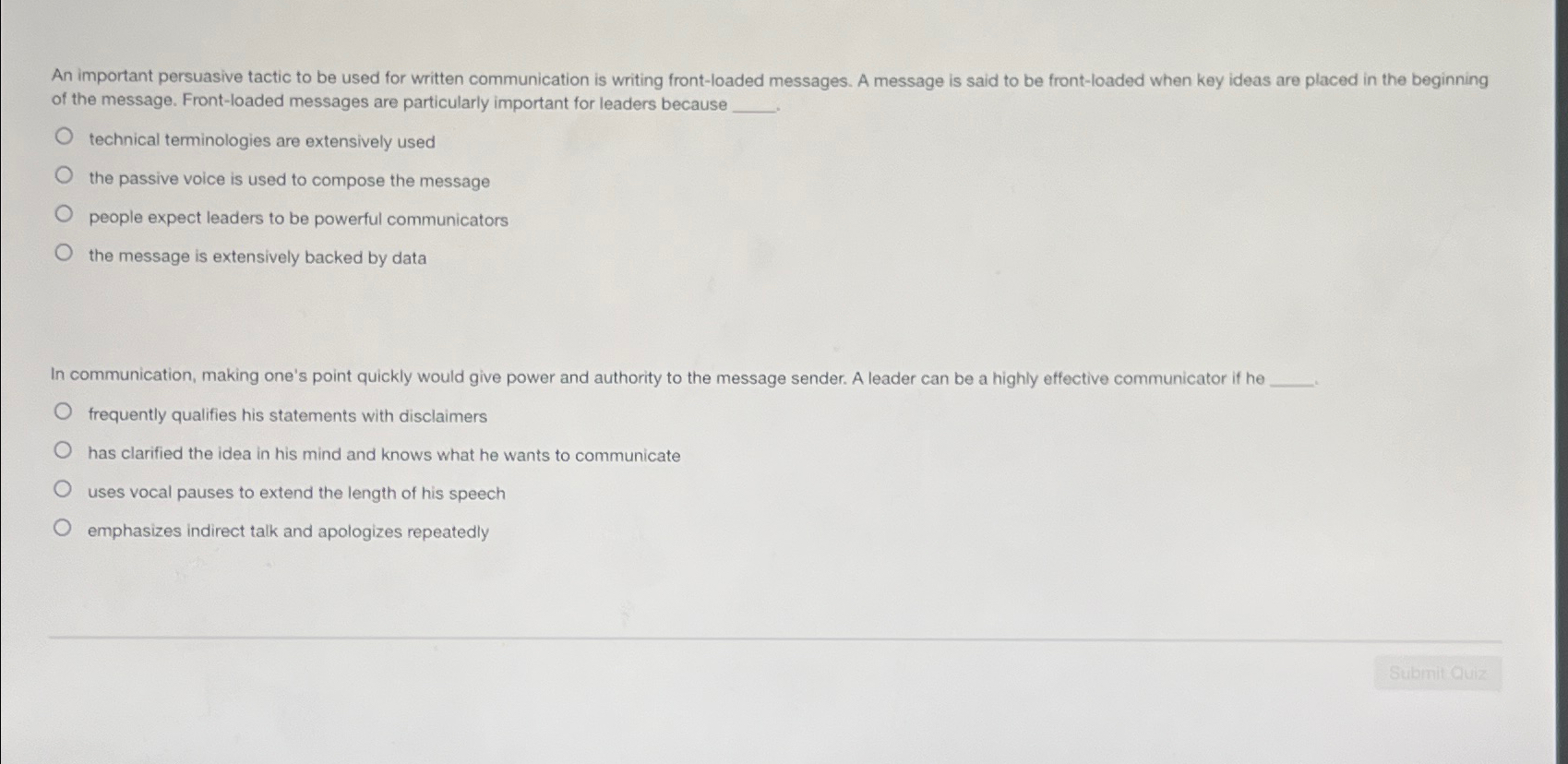 Solved An important persuasive tactic to be used for written | Chegg.com