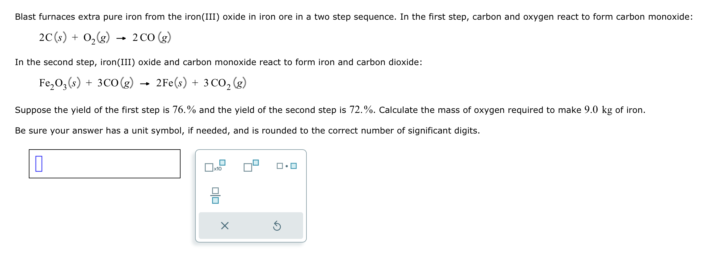 Solved Blast furnaces extra pure iron from the iron(III) | Chegg.com