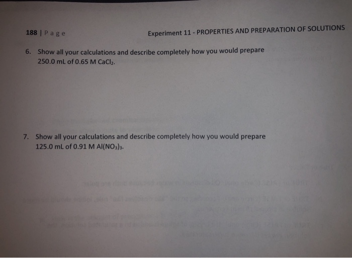 Solved 188 | Page Experiment 11 - PROPERTIES AND PREPARATION | Chegg.com
