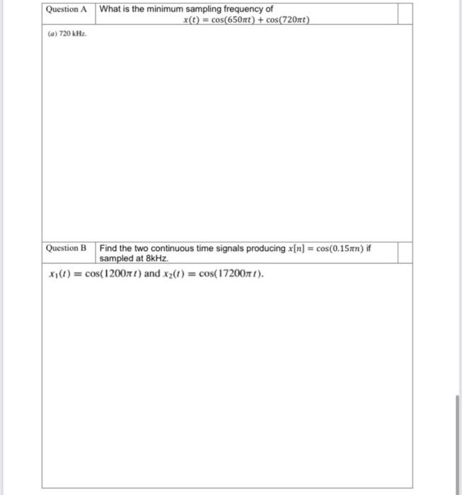 Solved x(t)=cos(650πt)+cos(720πt) (a) 720kHz Question B | Chegg.com