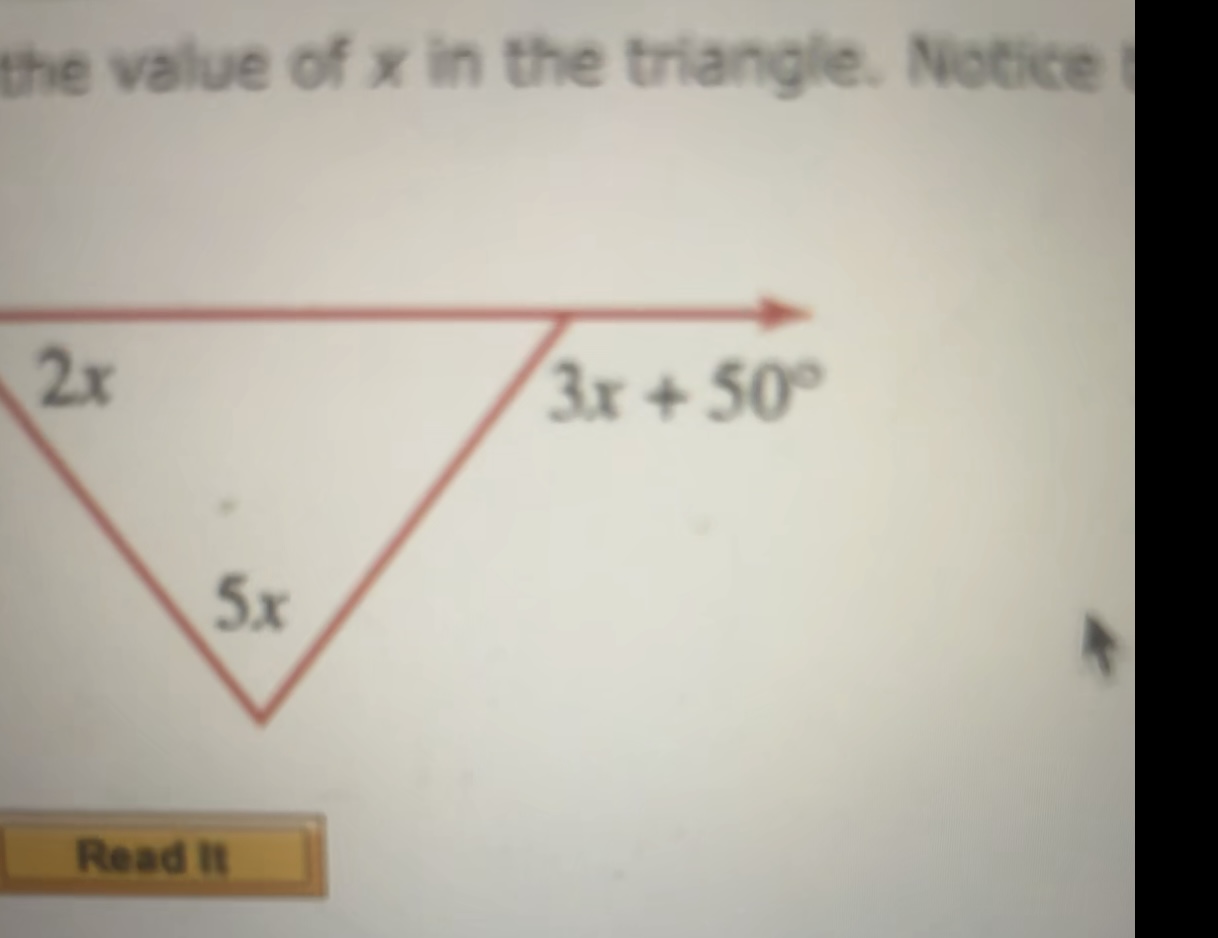 Solved the value of x ﻿in the triangle. | Chegg.com