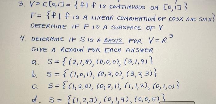 Solved 3. V= ([0,1] = {fl FIS CONTINUOUS ON [0,1] F= {fifis | Chegg.com