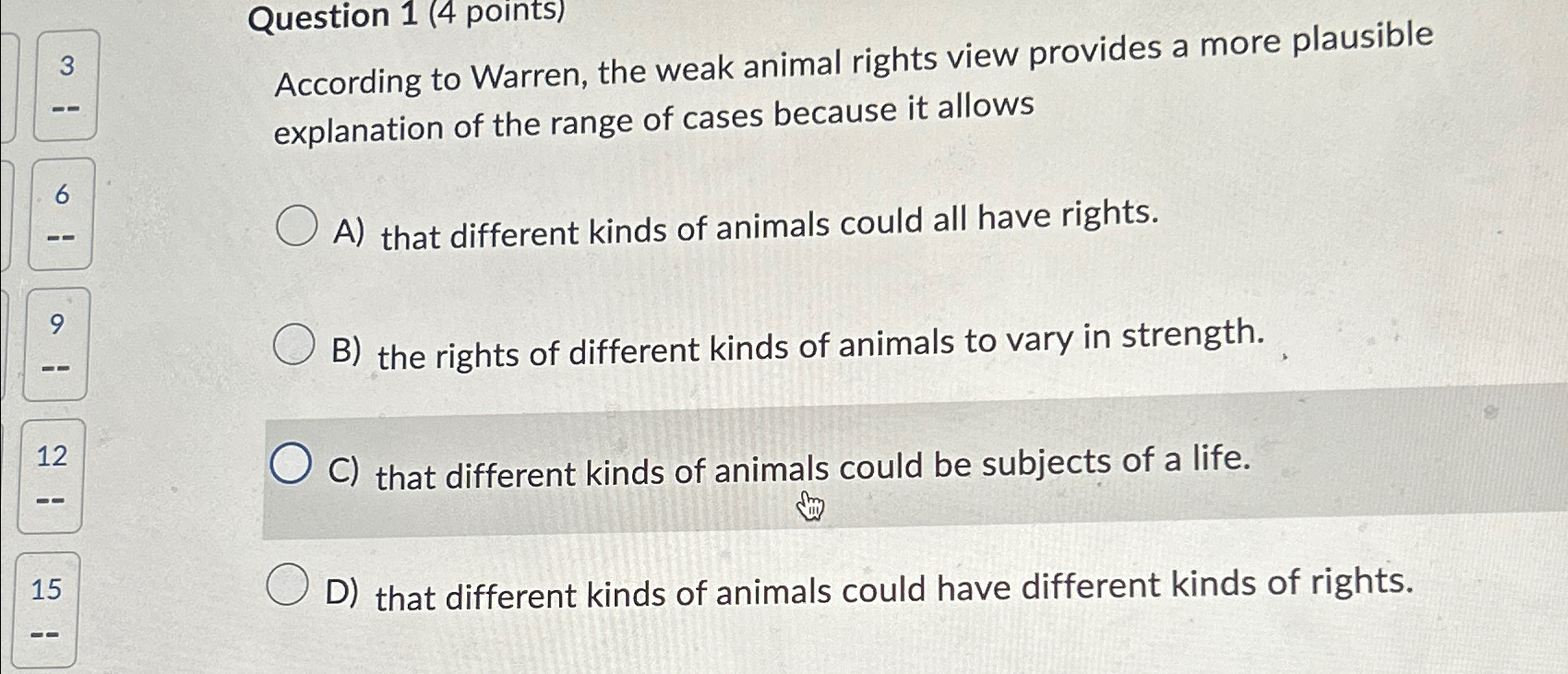 Solved Question 1 (4 ﻿points)According to Warren, the weak | Chegg.com