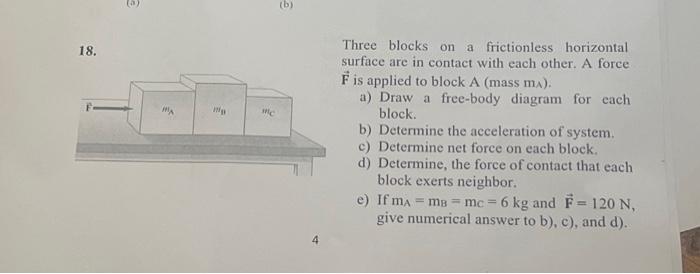 Solved Three blocks on a frictionless horizontal surface are | Chegg.com