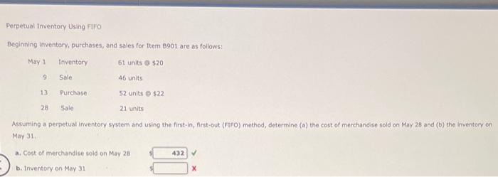 Solved Perpetual Inventory Using FIFO Beginning inventory, | Chegg.com