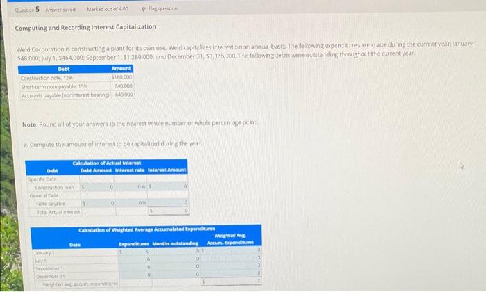 Solved Computing and Recording Interest Capitalization Weld | Chegg.com