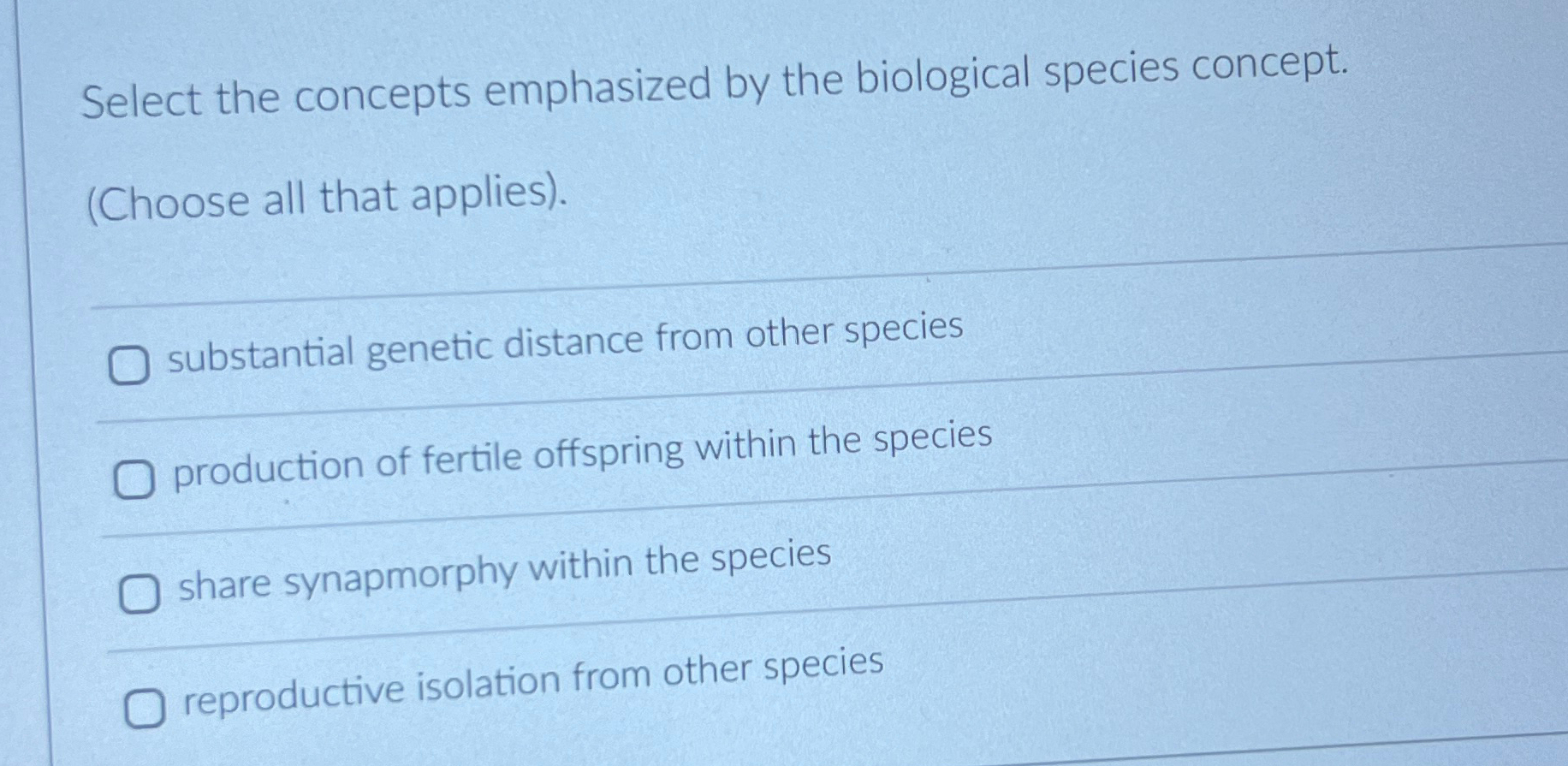 Solved Select the concepts emphasized by the biological | Chegg.com