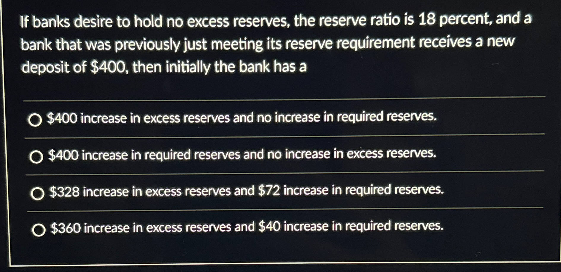 Solved If banks desire to hold no excess reserves, the | Chegg.com