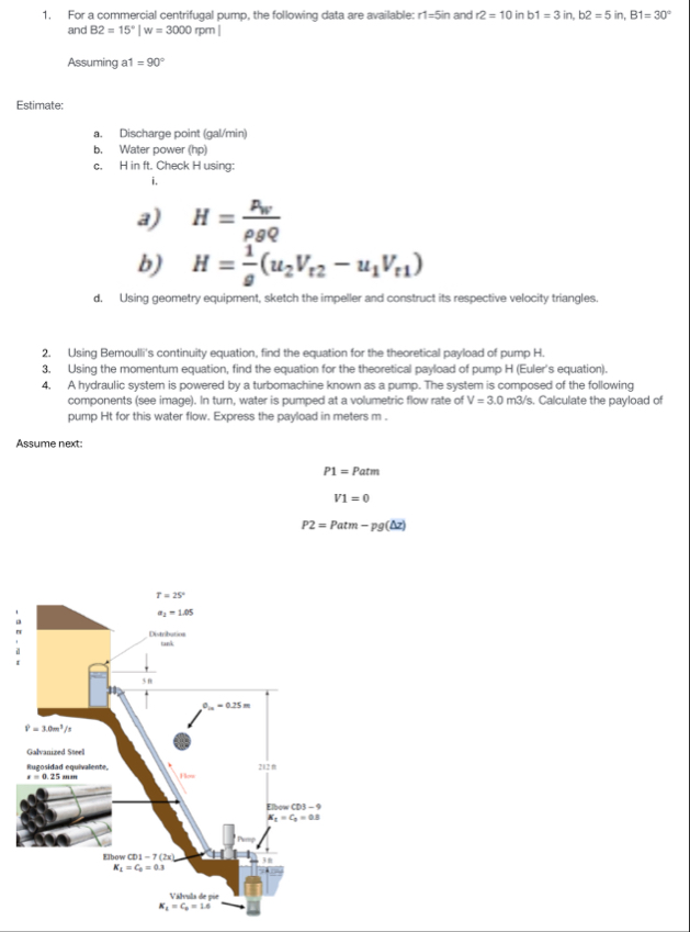 Solved 1.For a commercial centrifugal pump, the following | Chegg.com