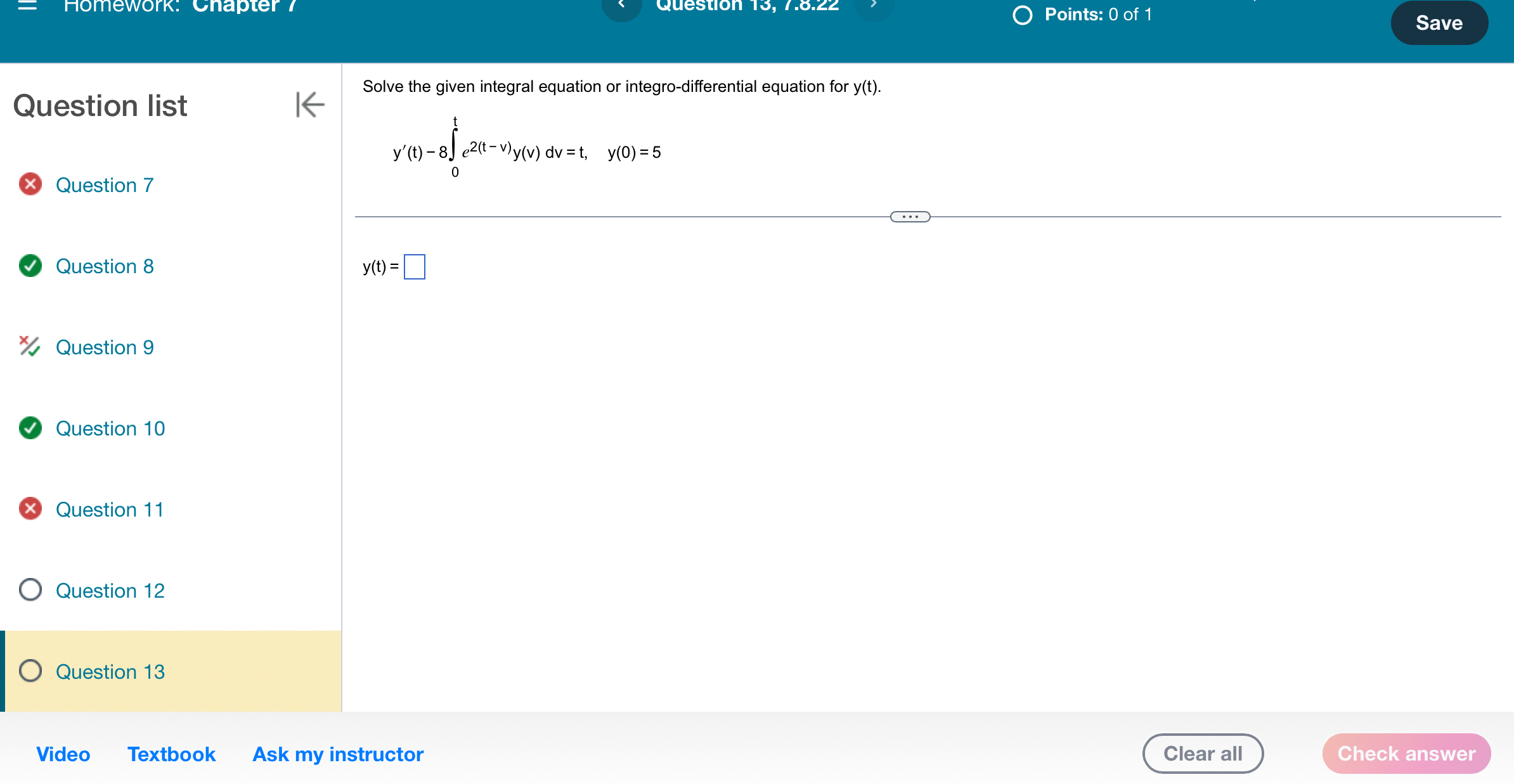 Solved Homework: Cnapter 1Points: 0 of 1Question listSolve | Chegg.com Solved Homework: Cnapter 1Points: 0 of 1Question listSolve | Chegg.com