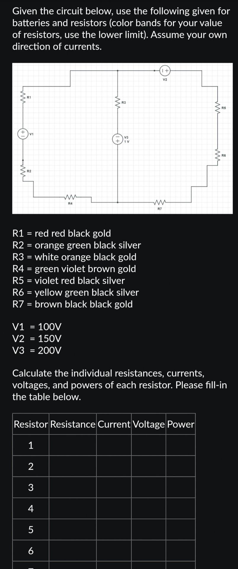[Solved]: Given the circuit below, use the following gi