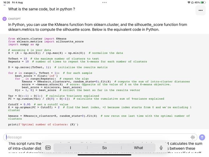 Solved Is This A Correct Way To Find An Optimal K For Kmeans 