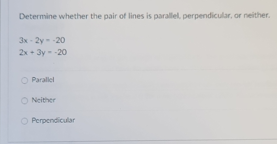 Solved Determine whether the pair of lines is parallel, | Chegg.com