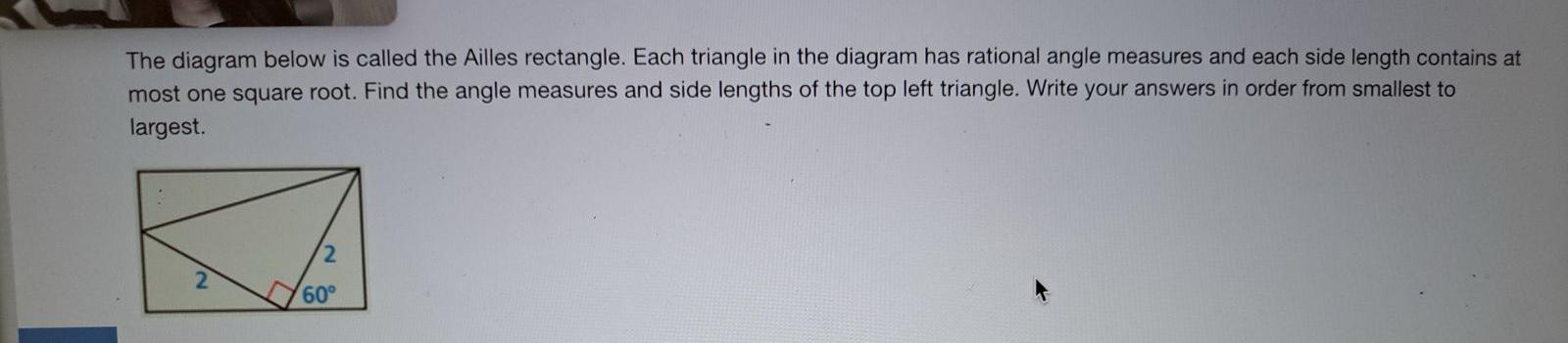 Solved The diagram below is called the Ailles rectangle. | Chegg.com