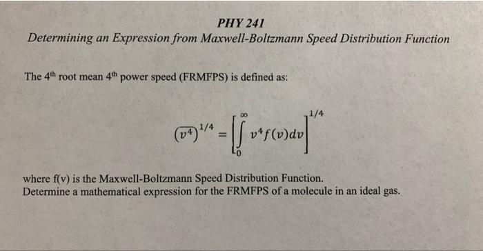 PHY 241 Determining an Expression from | Chegg.com