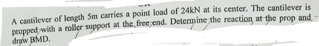 Solved A cantilever of length 5 ﻿m carries a point load of | Chegg.com
