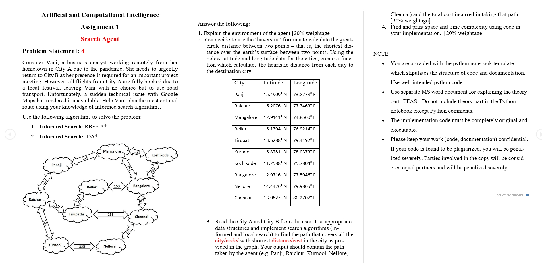 Solved Artificial and Computational IntelligenceAssignment | Chegg.com