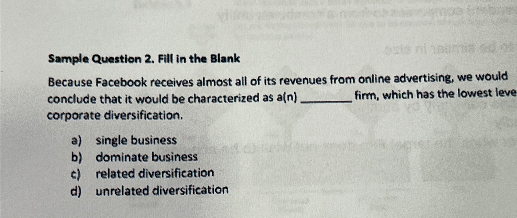 Solved Sample Question 2. ﻿Fill in the BlankBecause Facebook | Chegg.com