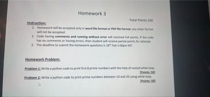 Solved Homework 3 Total Points:100 Instruction: 1. Homework | Chegg.com