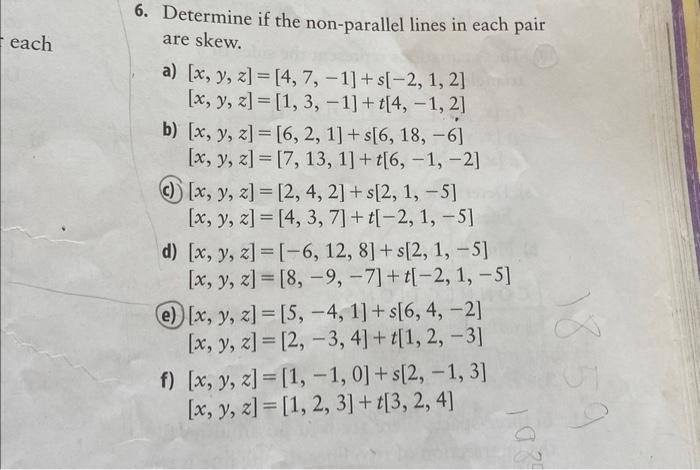Solved Determine if the non-parallel lines in each pair are | Chegg.com