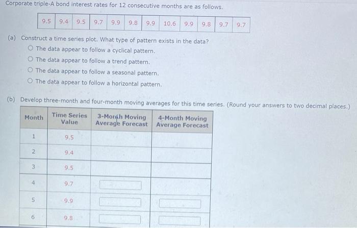 Solved (a) Construct a time series plot. What type of | Chegg.com