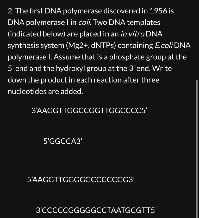 Solved The first DNA polymerase discovered in 1956 ﻿is DNA | Chegg.com
