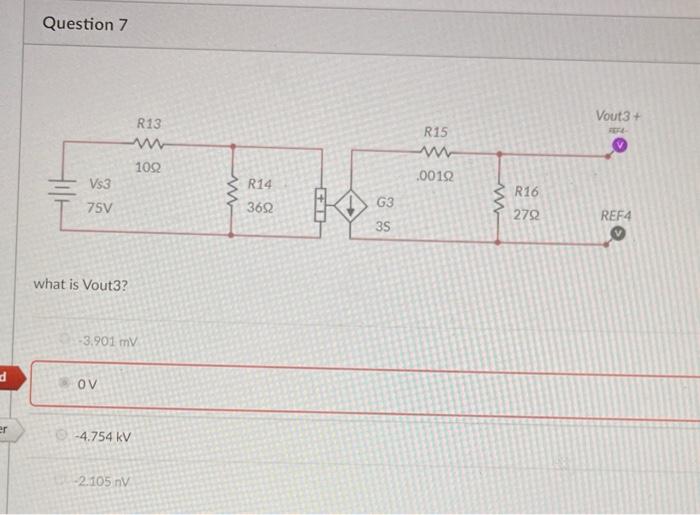 Solved what is Vout3? −3,901mV ov −4.754kV −2.105nV | Chegg.com