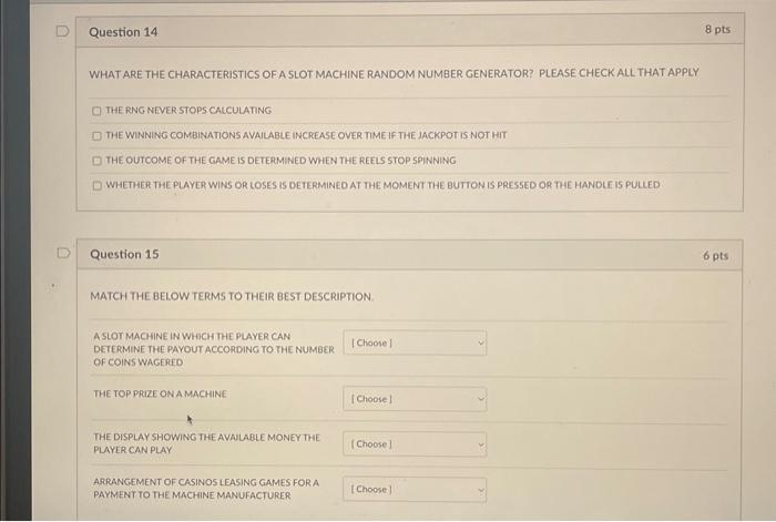 Solved WHAT ARE THE CHARACTERISTICS OF A SLOT MACHINE RANDOM | Chegg.com