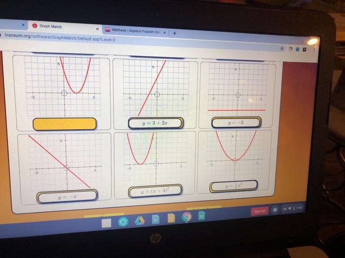 Solved On Course Connect + Graph Match M Mathway Algebra | Chegg.com