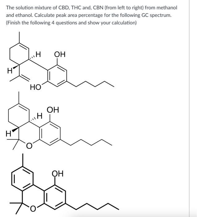 Solved The solution mixture of CBD, THC and, CBN (from left | Chegg.com