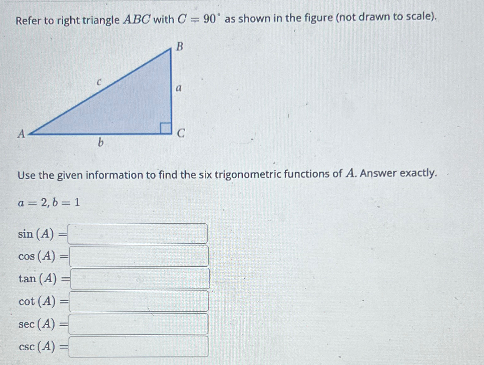 Solved Refer to right triangle ABC with C=90° ﻿as shown in | Chegg.com