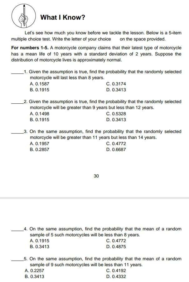 Solved What Is It Activity 1 Illustrating The Central Limit