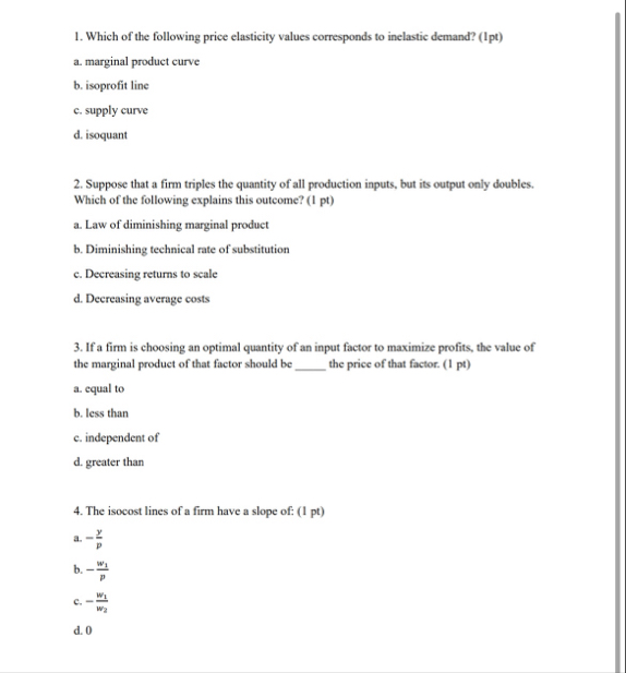 Solved Which of the following price elasticity values | Chegg.com