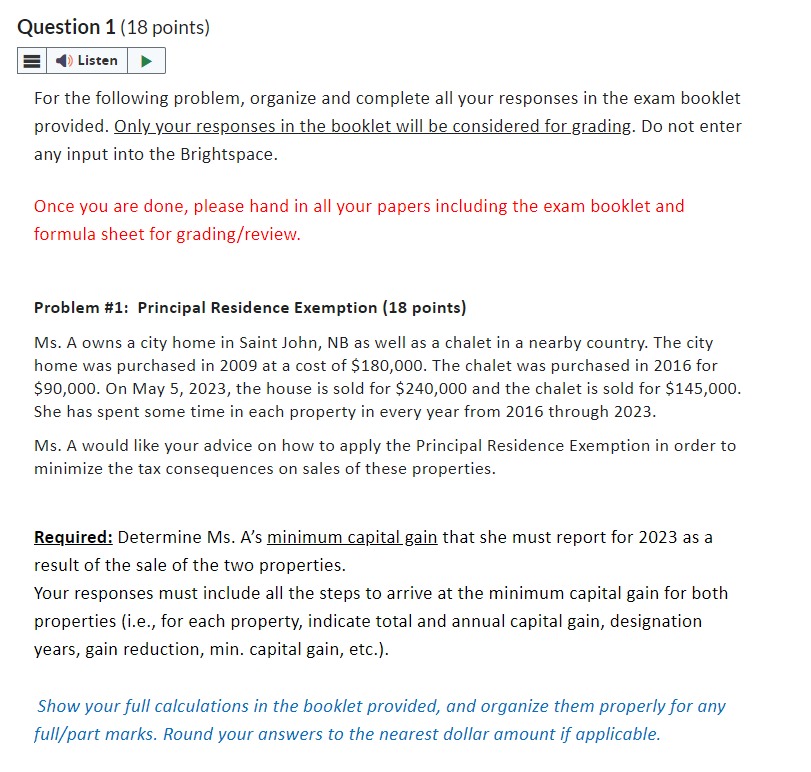Solved Question 1 (18 ﻿points)For the following problem, | Chegg.com