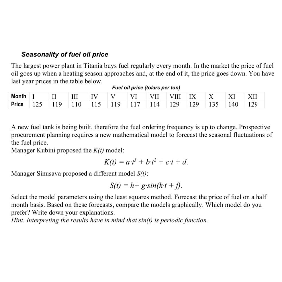 Solved Seasonality of fuel oil priceThe largest power plant | Chegg.com