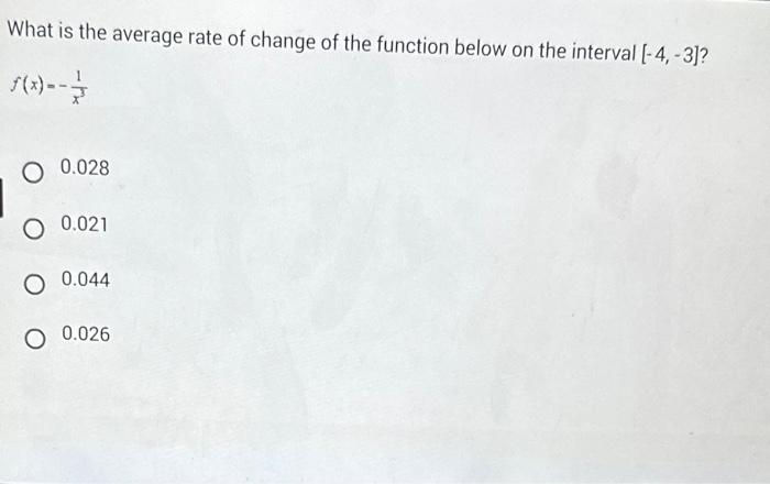 Solved What is the average rate of change of the function | Chegg.com