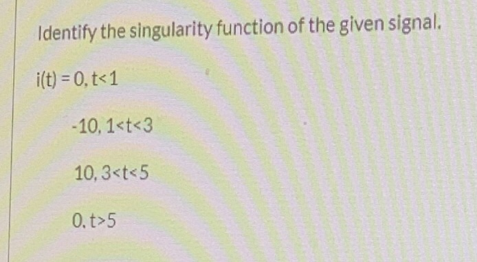 Solved Identify The Singularity Function Of The Given