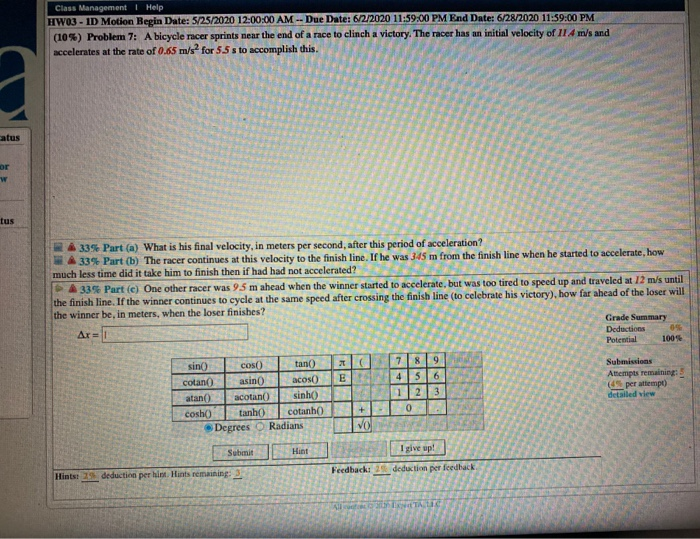 Solved Class Management | Help HW03 - ID Motion Begin Date: | Chegg.com