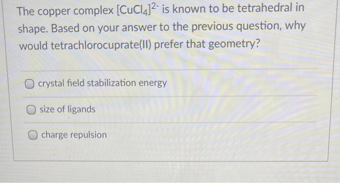 Solved Determine the stabilization energy of tetrahedral and | Chegg.com