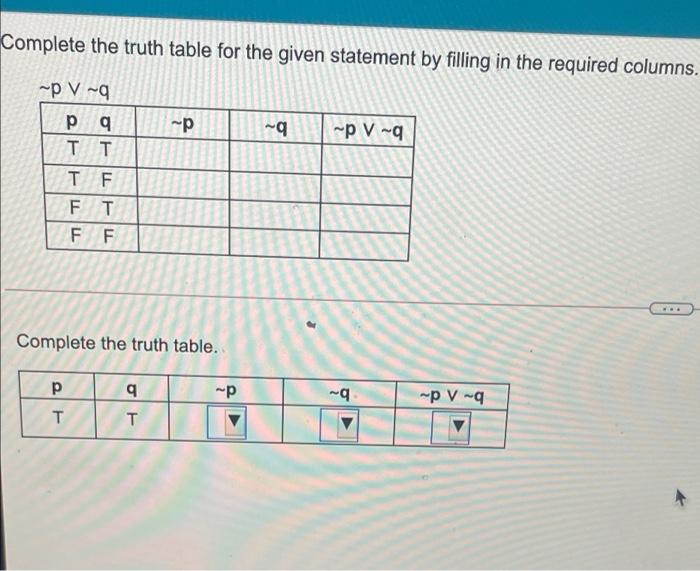 Solved Complete the truth table for the given statement by | Chegg.com