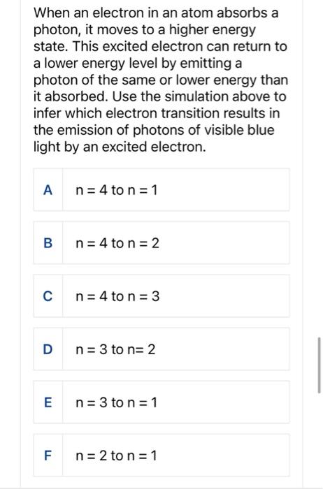 Solved When An Electron In An Atom Absorbs A Photon It