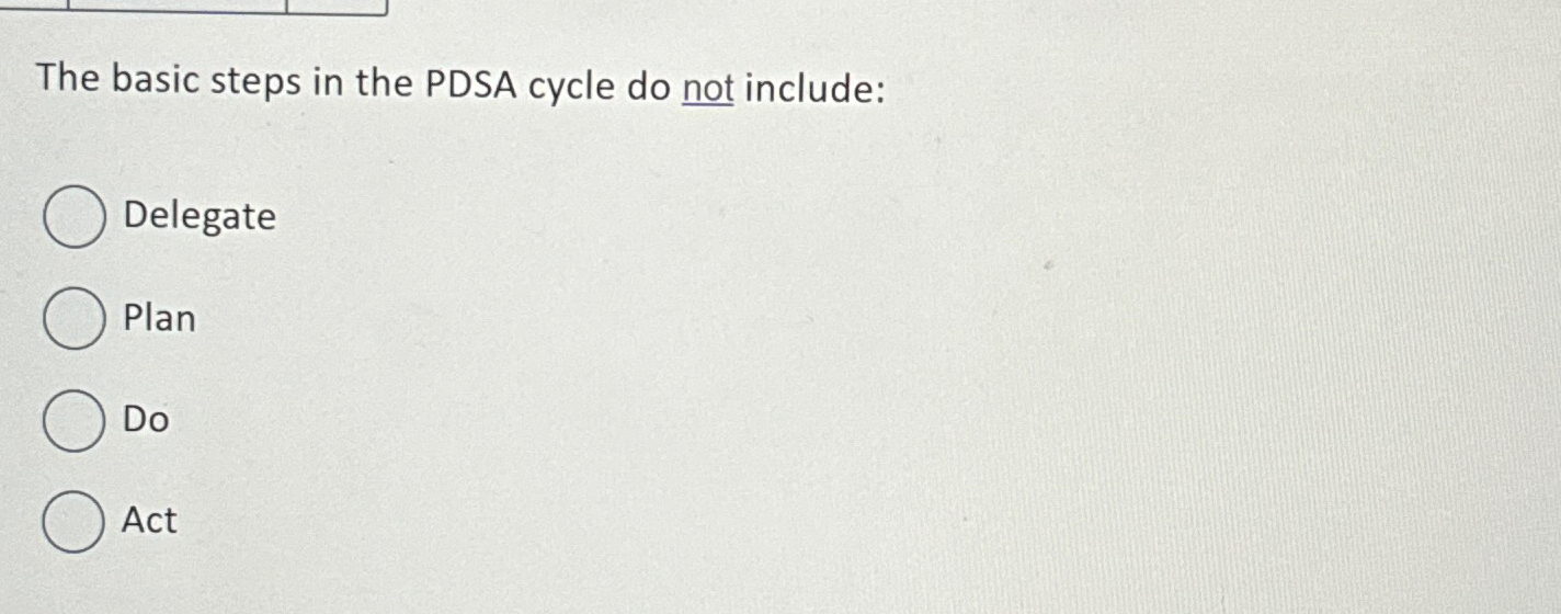 Solved The basic steps in the PDSA cycle do not | Chegg.com